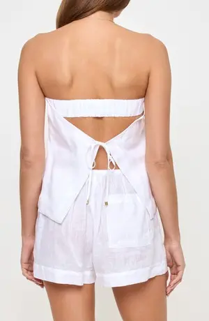 L*Space Tessa Strapless Linen Cover-up Top - White