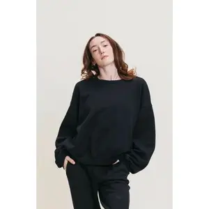 OCIO Organic Cotton Teddy Oversized Crewneck - Black