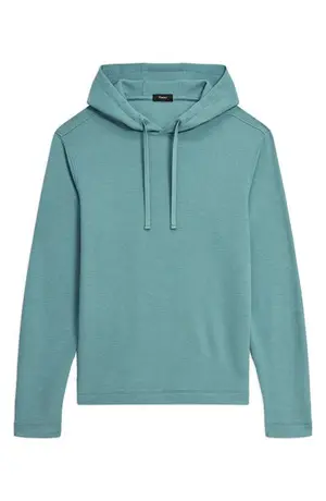 Theory Delroy Studio Textured Hoodie - Dark Feldspar Green