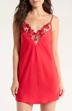 Bluebella Lavanya Luxe Satin Short Chemise - Red/black/sheer