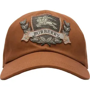 Burberry Ekd Crest Gabardine Baseball Cap - Ginger Brown