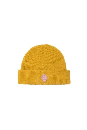 THE SUNDAY COLLECTIVE Organic Waffle Knit Beanie - Brass Yellow