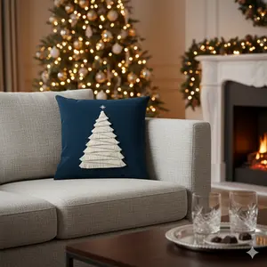 Elaine Smith Fraser Fir Handmade Applique Woven Accent Holiday Pillow