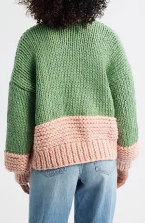 ROFFE ACCESSORIES Colorblock Chunky Cardigan