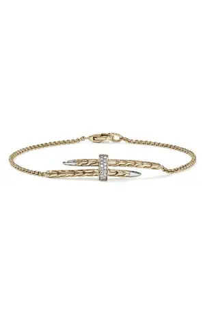 John Hardy Pavé Diamond Spear Station Bracelet - Silver And Gold