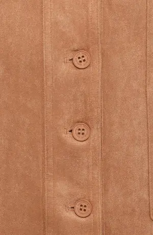 PETAL & PUP Sleeveless Faux Suede Mini Shirt Dress