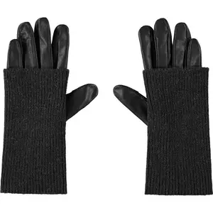 FAVORITE DAUGHTER Knit Arm Warmer And Leather Glove Set - Black