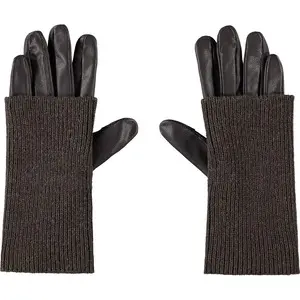 FAVORITE DAUGHTER Knit Arm Warmer And Leather Glove Set - Coffee