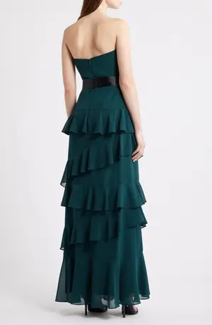 Lulus Amalia Strapless Ruffle Tiered Gown