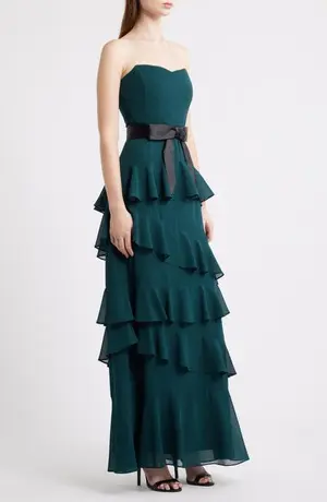 Lulus Amalia Strapless Ruffle Tiered Gown