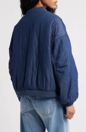 PETAL & PUP Quilted Bomber Jacket - Navy