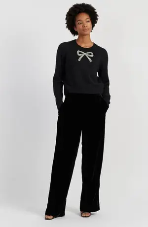 Chinti & Parker Embellished Bow Crewneck Sweater
