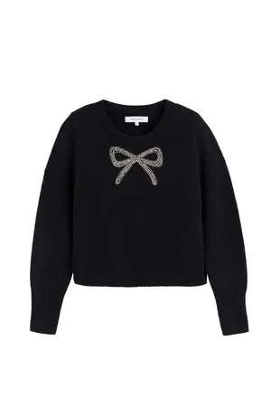Chinti & Parker Embellished Bow Crewneck Sweater