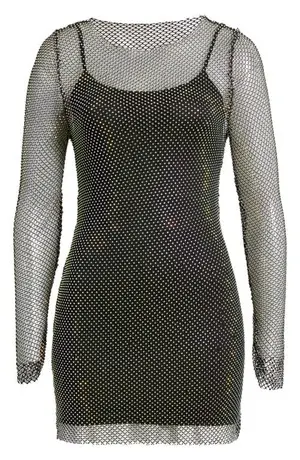 JUMP APPAREL Beaded Mesh Mini Dress