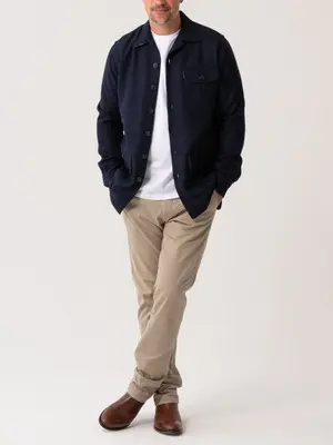 KOY CLOTHING Long Sleeve Wool Shirt Jacket - Navy