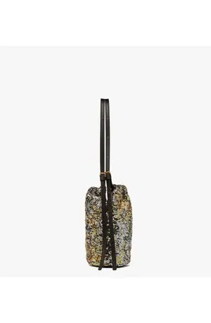 Mcm Sequin Drawstring Bucket Bag