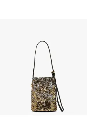 Mcm Sequin Drawstring Bucket Bag