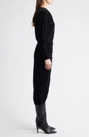 Hugo Boss Efilo Long Sleeve Burnout Dress