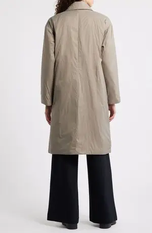 Eileen Fisher High Collar Padded Longline Coat - Reed