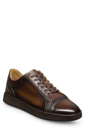 Allen Edmonds Chambers Croc Embossed Cap Toe Sneaker - Coffee