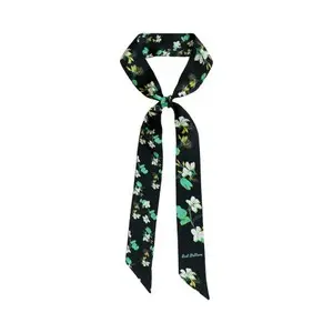 LOST PATTERN Beach Blossom" Silk Skinny Scarf - Black