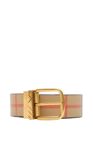 Burberry Reversible Check Pin Belt - Peat Brown/sand Beige