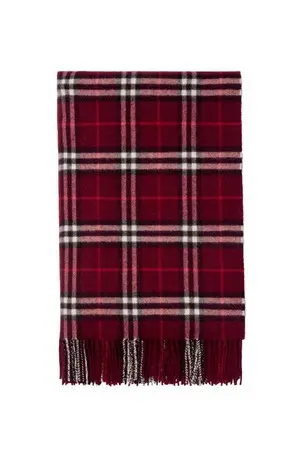 Burberry Check Cashmere Blanket - Oxblood Red