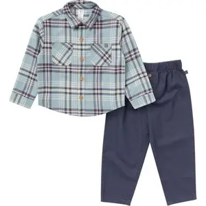 MODERN MOMENTS™ BY GERBER Plaid Flannel Shirt And Pant Set - Blue Plaid