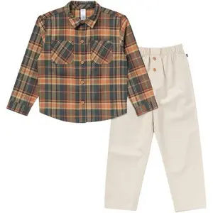 MODERN MOMENTS™ BY GERBER Plaid Flannel Shirt And Pant Set - Brown Plaid