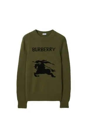 Burberry Equestrian Knight Wool Cashmere Sweater - Tent Green
