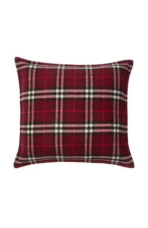 Burberry Check Cashmere Cushion - Oxblood Red