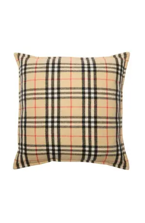 Burberry Check Cashmere Cushion - Sand Beige