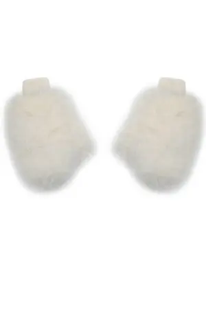 MISS CIRCLE Katia Faux Fur Mittens - White