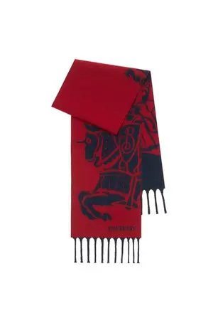 Burberry Reversible Ekd Wool Scarf - Navy