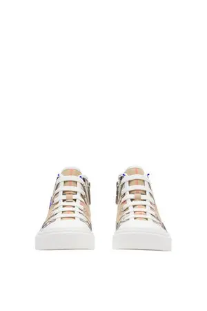Burberry Check Cotton High-top Sneakers