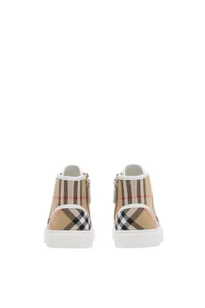 Burberry Check Cotton High-top Sneakers