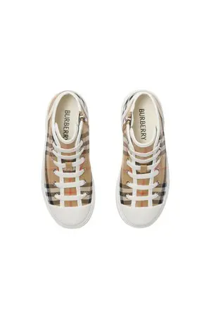 Burberry Check Cotton High-top Sneakers