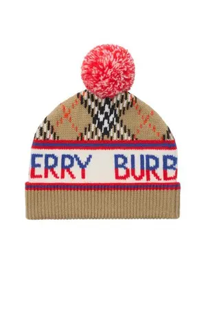 Burberry Check Wool Blend Beanie