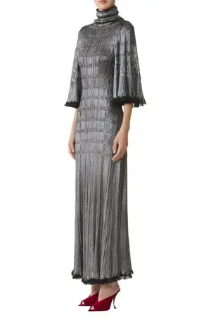 LANVIN Metallic Viscose Knit Midi Dress