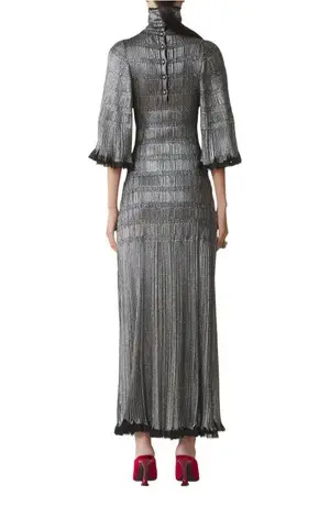 LANVIN Metallic Viscose Knit Midi Dress