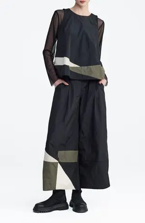 LUUKAA Tallora Asymmetric Taffeta Top