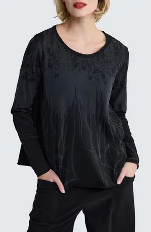 LUUKAA Selene Laser-burn Jersey Blouse