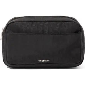 BAGGALLINI Pocket Cosmetic Bag With Brush Organization - Black Cheetah Emboss