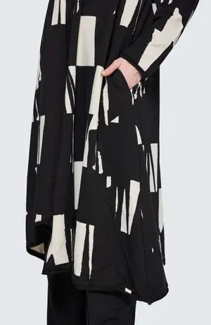 LUUKAA Printed Cotton Jersey Duster - Ivory Black