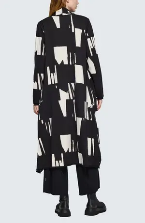 LUUKAA Printed Cotton Jersey Duster - Ivory Black