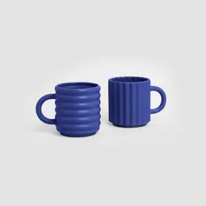 FORM & SEEK Ripple Mugsset Of 2 - Blue