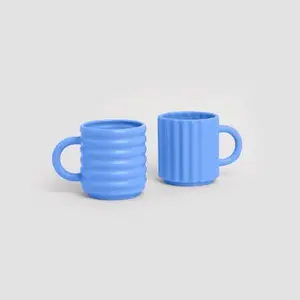 FORM & SEEK Ripple Mugsset Of 2 - Light Blue