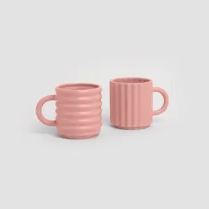 FORM & SEEK Ripple Mugsset Of 2 Pink