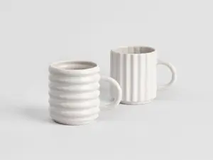 FORM & SEEK Ripple Mugsset Of 2 - White