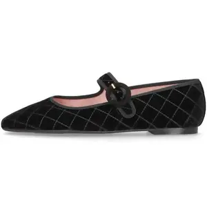 Pretty Ballerinas Square Toe Criss-cross Mary Jane - Black